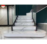 China Nano White Crystal Dining Table Top Modern Big Slab Marble Look Porcelain Tile for Steps for sale