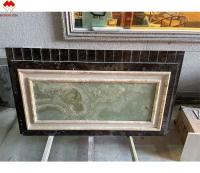 China Villa Background Wall Cladding Green Onyx and Beige Marble Stone Slab in Modern Design for sale