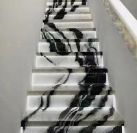 China Translucent Chinese Ink Painting Marble Staircase Tiles in Panda White for Lavabo for sale