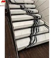 China Translucent Chinese Ink Painting Marble Staircase Tiles in Panda White for Lavabo for sale