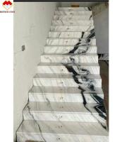 China Translucent Chinese Ink Painting Marble Staircase Tiles in Panda White for Lavabo for sale