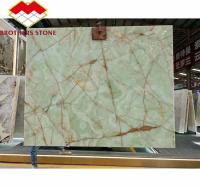 China Exquisite Sapphire Green Onyx Marble Jade Stone Slab for Living Room Dining Bedroom for sale