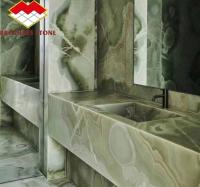 China Exquisite Sapphire Green Onyx Marble Jade Stone Slab for Living Room Dining Bedroom for sale