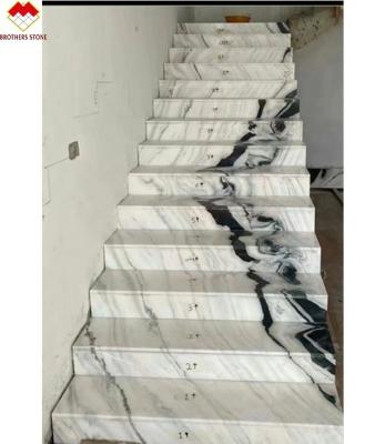 China Villa Staircase Design Dolomite Marble Stair Tiles in Panda White with Polished Surface for sale