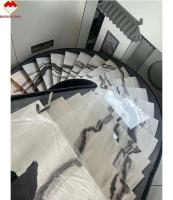 China Open Book Marmar Marble Flooring Spiral Stairs with Panda White Marble Treads and Risers for sale
