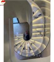 China Open Book Marmar Marble Flooring Spiral Stairs with Panda White Marble Treads and Risers for sale