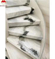 China 18mm Thickness Big Slab Modern Natural Panda White Marble Spiral Steps Staircase for sale