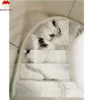 China 18mm Thickness Big Slab Modern Natural Panda White Marble Spiral Steps Staircase for sale