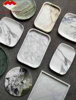 China 2024 Hotel Marble Cut-To-Size Dining Set with Modern Marble Pattern Plates and Bowls for sale