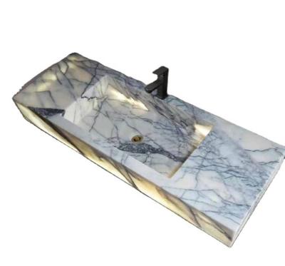 China Natural Stone Decorative Sink Calcatta Viola Marble Wash Basin for Luxury Bathroom for sale