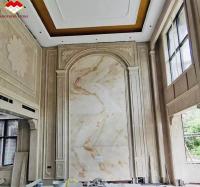 China Modern White Onyx Marble Wall Bookmatched Slabs for Custom Natural Stone Decoration for sale