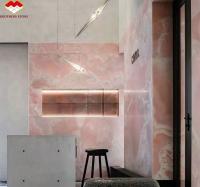China Modern Translucent Crystal Pink Onyx Slab Stone Lamps for Backlit Wall Background Panel for sale
