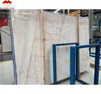 China Custom White Onyx Marble Matt Finish Modern Luxury Round Dining Table with Red Veins for sale