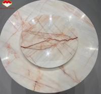 China Custom White Onyx Marble Matt Finish Modern Luxury Round Dining Table with Red Veins for sale