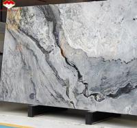 China Modern Ink Painting Marble Big Slab Honed Grey Wall Panel and Kitchen Countertop Tile for sale