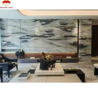 China Modern Ink Painting Marble Big Slab Honed Grey Wall Panel and Kitchen Countertop Tile for sale