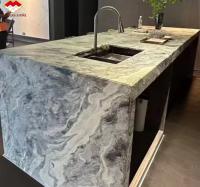 China Modern Ink Painting Marble Big Slab Honed Grey Wall Panel and Kitchen Countertop Tile for sale