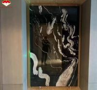 China Hotel Polished Black Ink Impression Marble Natural Stone Bathtub for Home Bathroom for sale