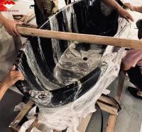 China Hotel Polished Black Ink Impression Marble Natural Stone Bathtub for Home Bathroom for sale