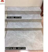 China Modern Design Glazed Polished Porcelain Stair Tiles Prices Stone Imitation Texture for sale