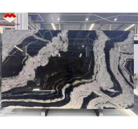 China Modern Black Kitchen Countertop with Cabinets Stone Name Ink Impression Marble Big Slab for sale