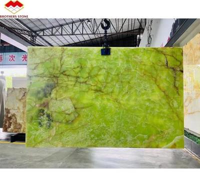 China Natural Green Jade Onyx Marble Slabs for Modern Graphic Design and Table Background for sale