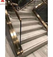 China Wooden Veins White Marble Staircase LED Customized Size Step Tiles for Straight Stair for sale