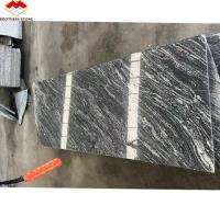 China Modern Hotel Matt Surface Finishing Natural Stone Dark Grey Granite with White Veins Stair for sale