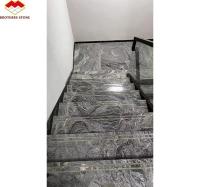 China Modern Hotel Matt Surface Finishing Natural Stone Dark Grey Granite with White Veins Stair for sale