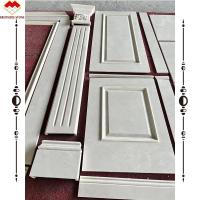 China Light Beige Marble Wall Panel and Marble Carving Column for Modern Background Display for sale