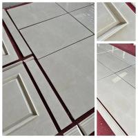 China Light Beige Marble Wall Panel and Marble Carving Column for Modern Background Display for sale