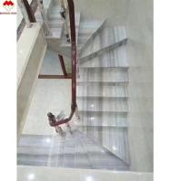 China White Wood Look Marble Tiles Stair Follow Veins for a Versatile and Timeless Design for sale