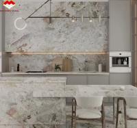 China Modern Hotel Design Polished Monet Garden Marble Big Slab for Bathroom Vanity Wash Basin for sale