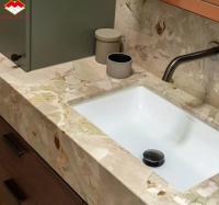 China Modern Hotel Design Polished Monet Garden Marble Big Slab for Bathroom Vanity Wash Basin for sale