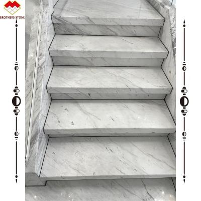 China Easy Installation Luxury White Stone Volakas Marble Staircase for Hotel Decoration for sale