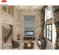 China Blue Golden Onyx Stone Slabs Natural Translucent Marble for TV Background Wall Panels for sale