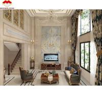 China Blue Golden Onyx Stone Slabs Natural Translucent Marble for TV Background Wall Panels for sale