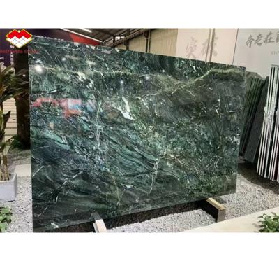 China Natural Stone Cat's Eye Green Big Slab Dining Table Top for Villa Interior Decoration for sale