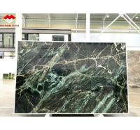 China Natural Stone Cat's Eye Green Big Slab Dining Table Top for Villa Interior Decoration for sale