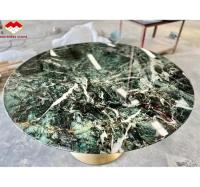 China Natural Stone Cat's Eye Green Big Slab Dining Table Top for Villa Interior Decoration for sale
