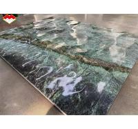 China Natural Stone Cat's Eye Green Big Slab Dining Table Top for Villa Interior Decoration for sale