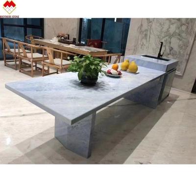 China Customized Size Blue Quartz Countertops Backlit Brazil Blue Crystal Marble Stone at Good for sale