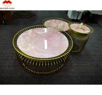 China Natural Stone Backlit Pink Onyx Translucent Stone Slab for Modern Table and Batutub for sale