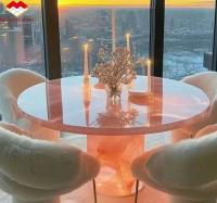 China Natural Stone Backlit Pink Onyx Translucent Stone Slab for Modern Table and Batutub for sale