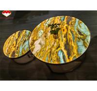 China Maldives Blue Luxury Stone Translucent Polished Big Slab for Hotel Dining Table Set for sale