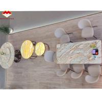 China Maldives Blue Luxury Stone Translucent Polished Big Slab for Hotel Dining Table Set for sale