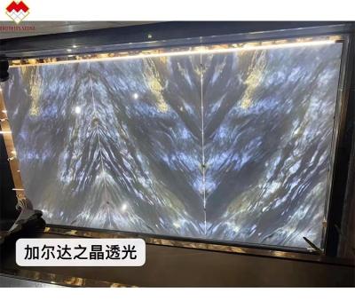 China Big Slab Backlit Calcite Azulata Brazil Diamond Blue Crystal Marble Sheet Wall Slabs for sale