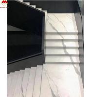 China Customized Polished or Matte Calacatta White Marble Look Porcelain Tile Stairs Mohs 6-7 Hardness for sale
