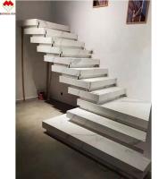 China Customized Polished or Matte Calacatta White Marble Look Porcelain Tile Stairs Mohs 6-7 Hardness for sale