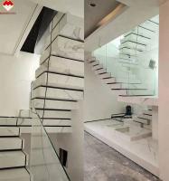 China Customized design polished calacatta white marble look porcelain tile stairs matte sintered stone stair steps and risers for sale